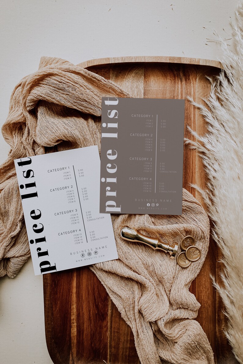 DIY Printable Price List Template Editable Price Sheet Pricing | Etsy