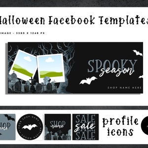 Spooky Halloween Facebook Cover Canva Template, Creepy Cute Halloween ...