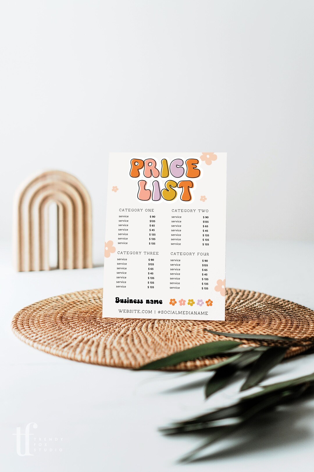Retro Price List Canva Template, Printable Payment Sign, Editable ...