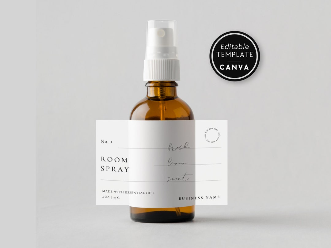 Room Spray Label Template, Editable Product Label Template, 2x2 3x2 DIY ...