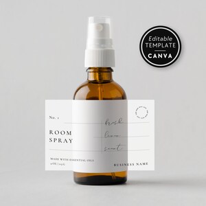 Room Spray Label Template, Editable Product Label Template, 2x2 3x2 DIY ...
