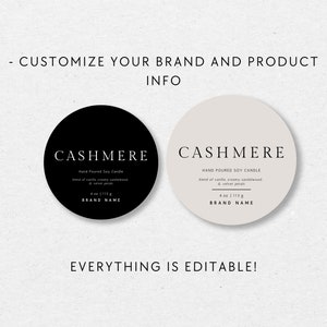 Round Candle Label Template, Editable Candle Lid Sticker Label, Pre ...