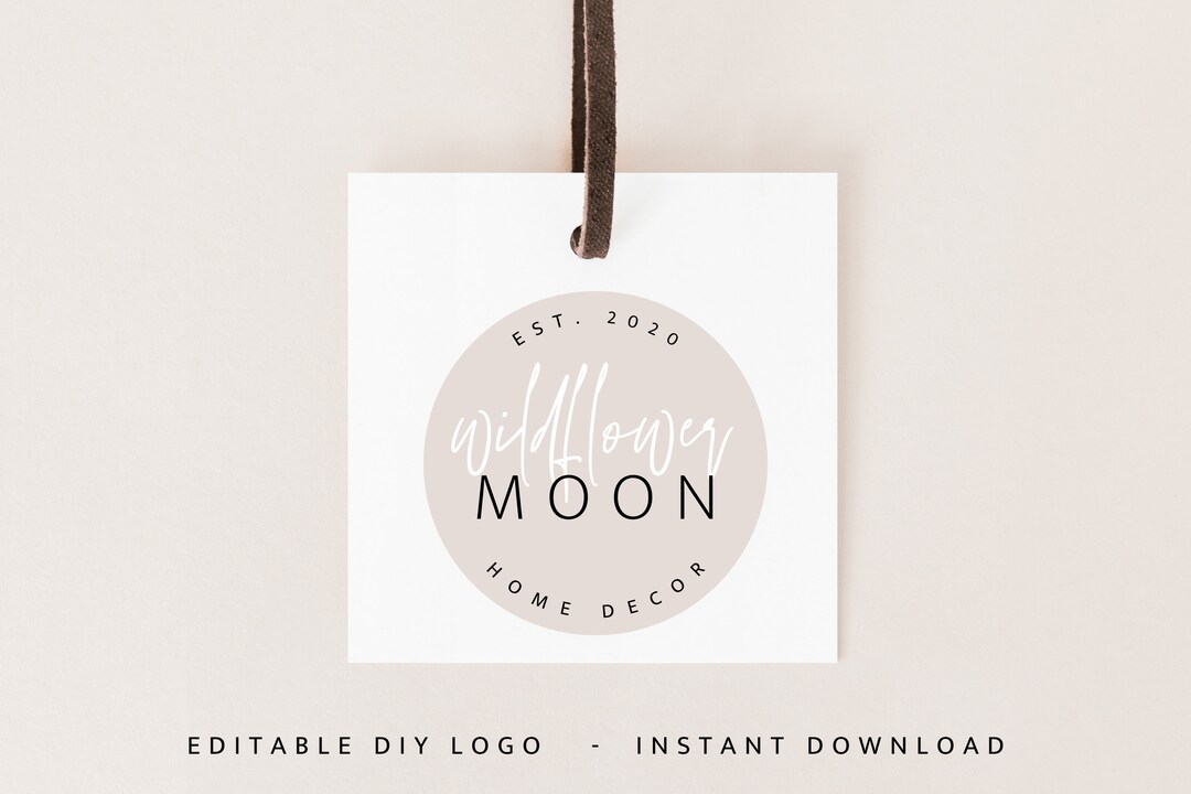 Premade Boho Logo Design, Modern Circle Logo, DIY Round Logo, Canva ...
