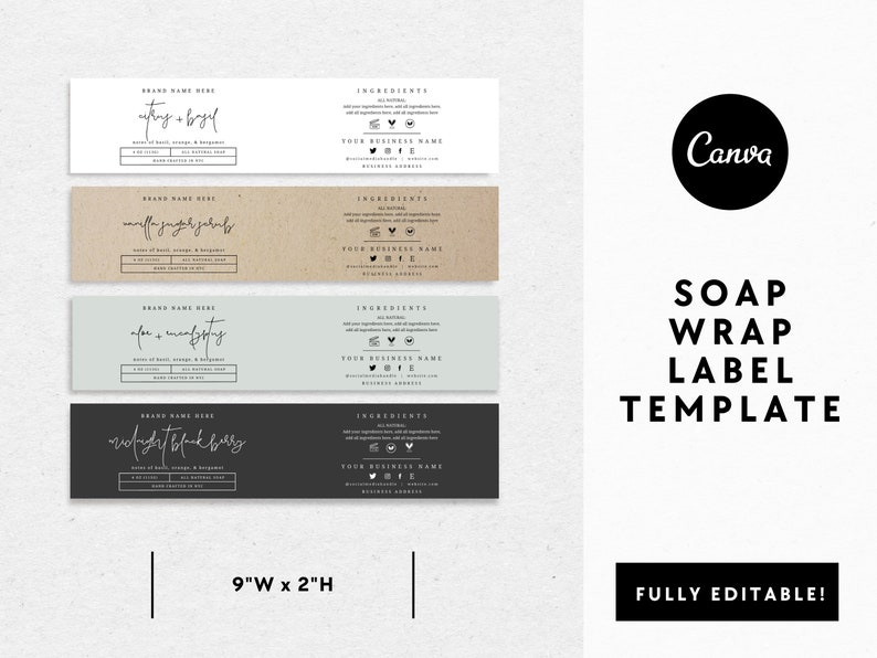 Printable Soap Label Template Customizable Soap Wrap Label - Etsy