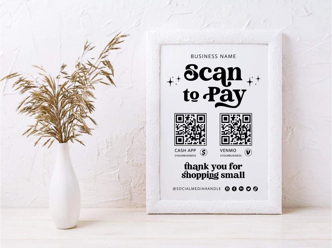 Editable Scan to Pay Sign QR Code Sign Template Printable - Etsy