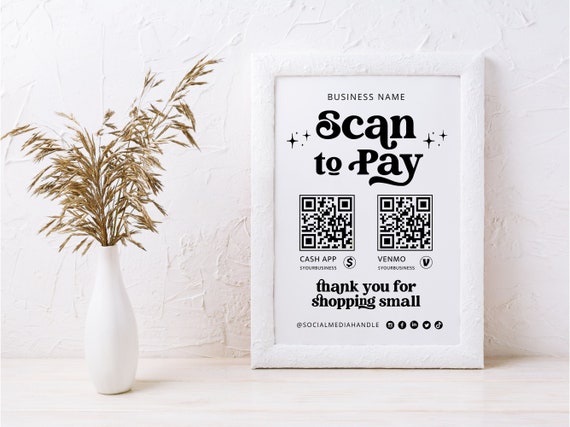 Editable Scan to Pay Sign QR Code Sign Template Printable | Etsy