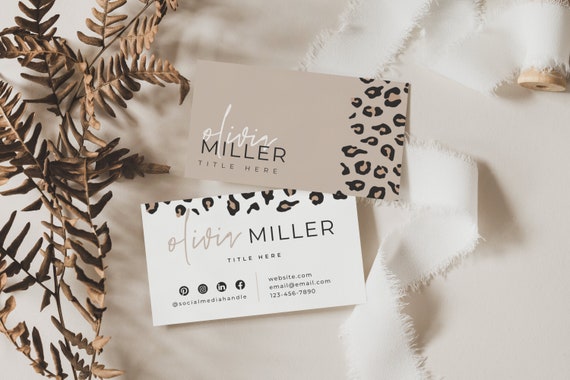 Leopard Business Card Template Printable Business Card - Etsy