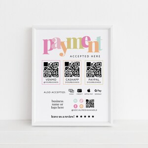 Rainbow Scan to Pay Sign Template Canva, 3 QR Code Printable Payment ...