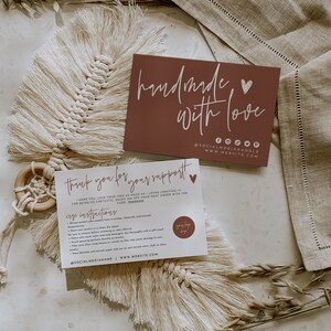 Jewelry Care Card Template, Boho Business Thank You Card Insert ...