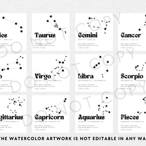 Zodiac Candle Label Template, Constellations Candle Label, Horoscope ...