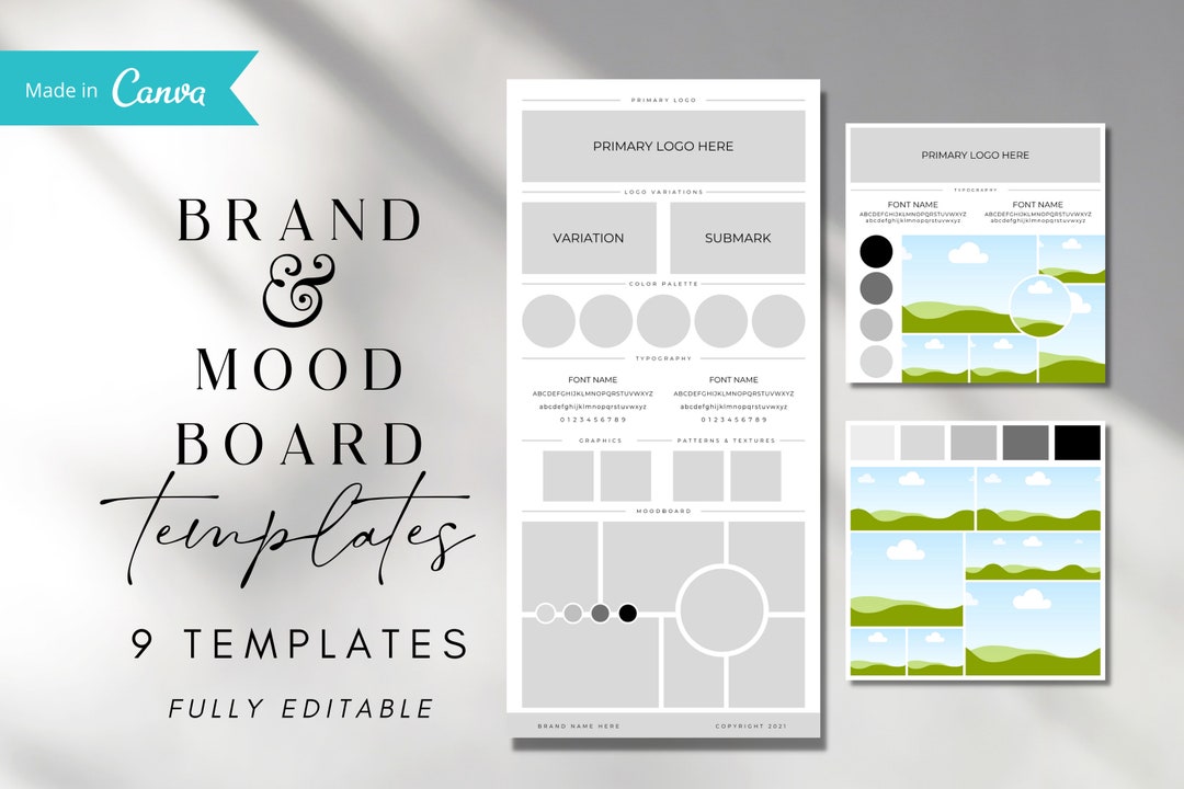 Brand Board Template Mood Board Canva Template Style Guide Branding ...