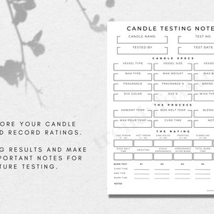 Candle Testing Sheet, Printable Candle Burn Test Sheet, Candle Test ...