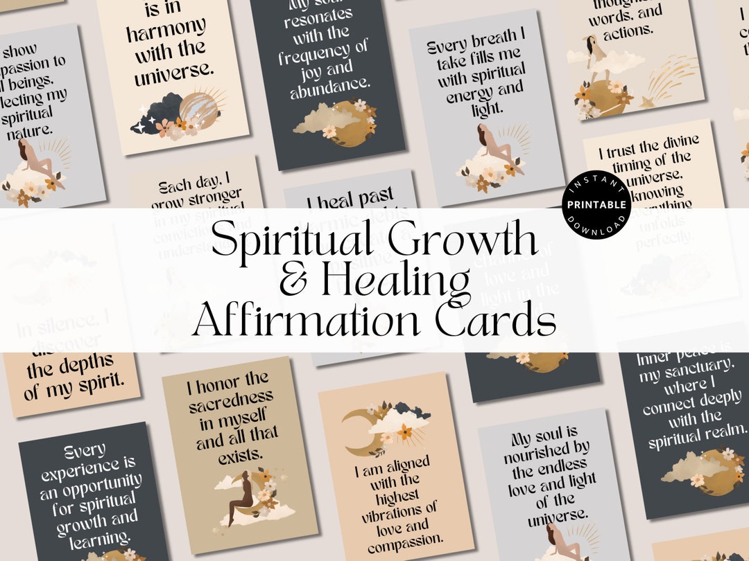 Printable Spiritual Growth and Healing Affirmation Cards, Self Care and ...