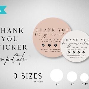 Small Business Thank You Sticker Template, Business Packaging, Small ...
