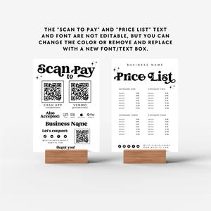 Retro Scan to Pay & Price List Sign Template Canva, QR Code Sign ...