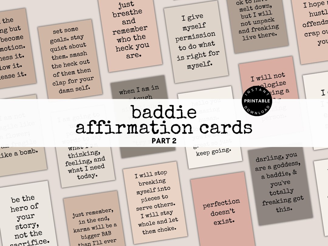 Printable Baddie Affirmation Cards, Motivational Affirmation Deck ...