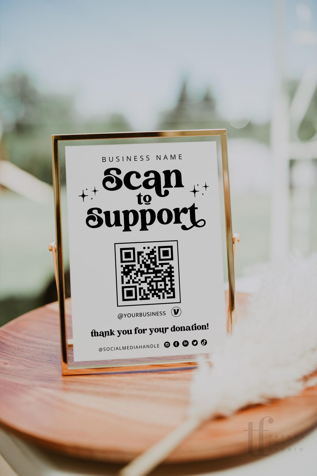 Retro Scan to Support Sign Canva Template, QR Code Printable Donation ...