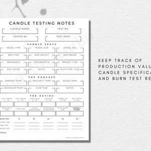 Candle Testing Sheet, Printable Candle Burn Test Sheet, Candle Test ...