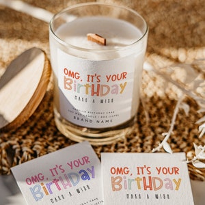 Happy Birthday Candle Label Template, Editable Candle Label Design ...