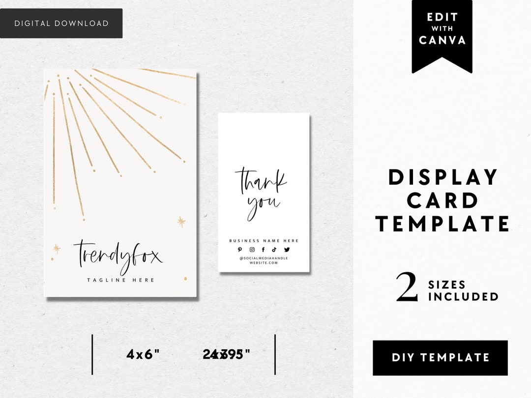 Editable Gold Display Card Canva Template, Packaging Display Card ...