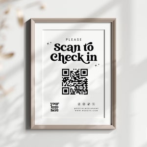 Scan to Check-in Welcome Sign Canva Template With QR Code, 1 Page ...
