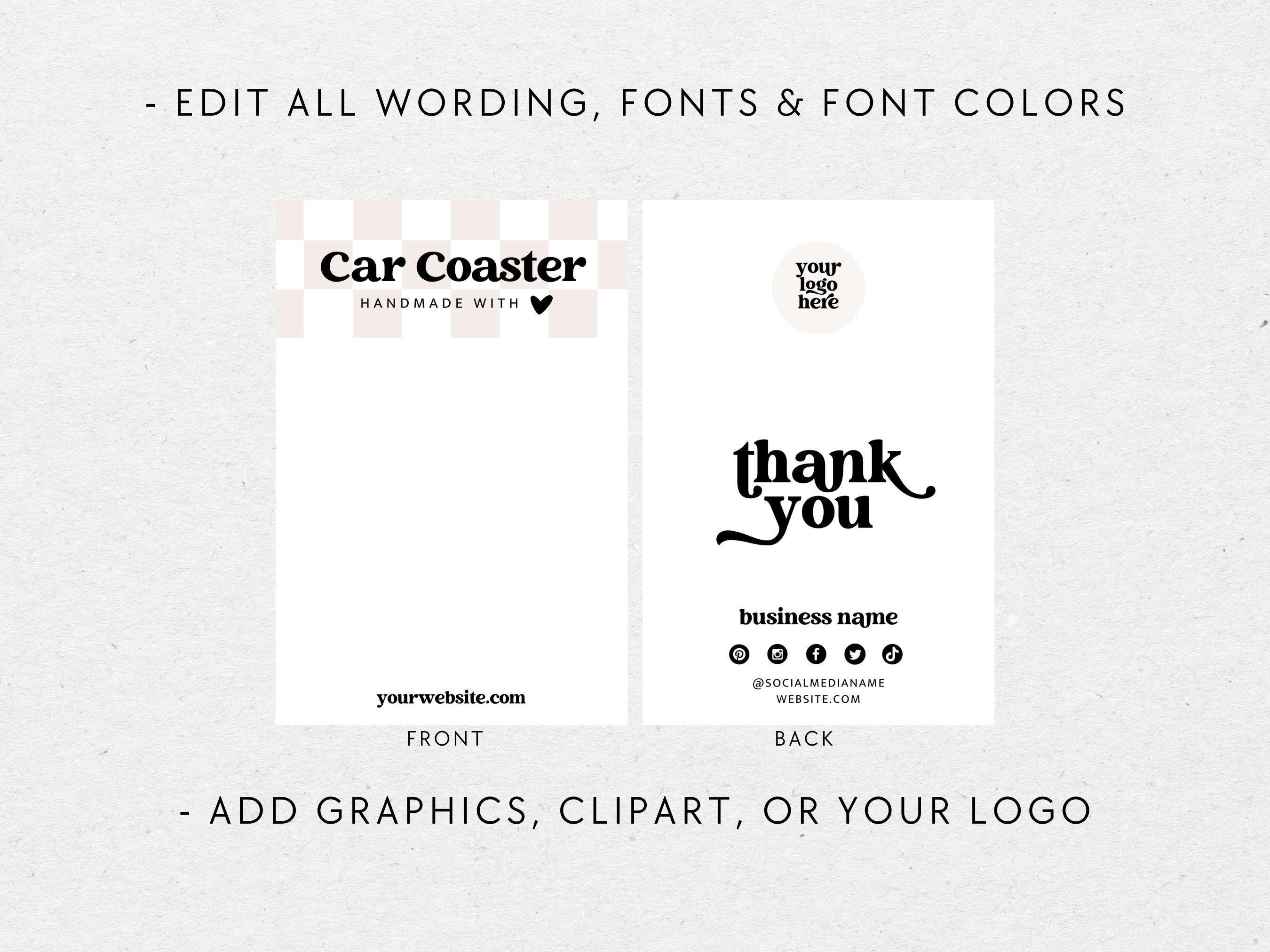 Editable Retro Coaster Backing Card Canva Template, Car Coaster ...