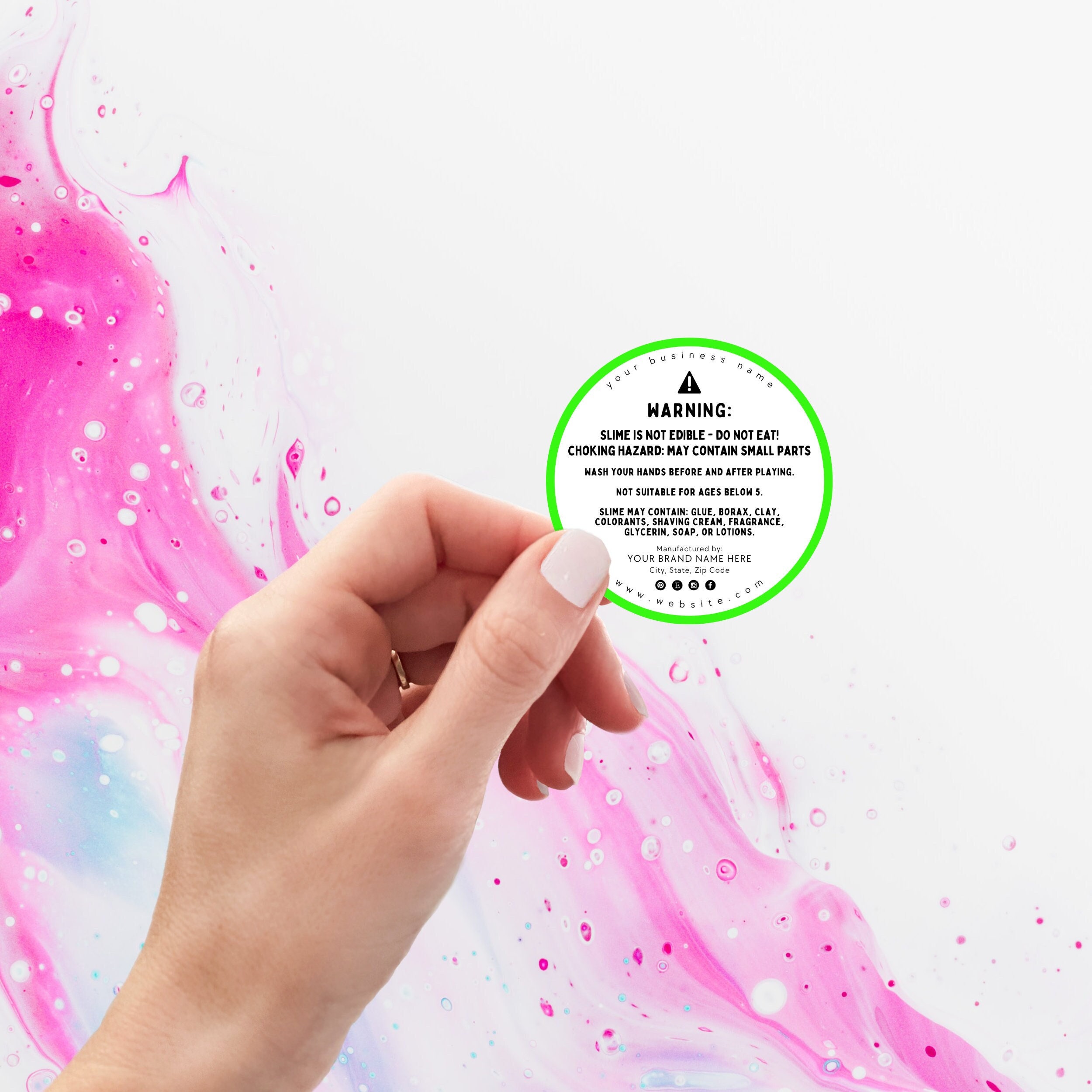 Round Slime Warning Label Template Editable Slime - Etsy Canada