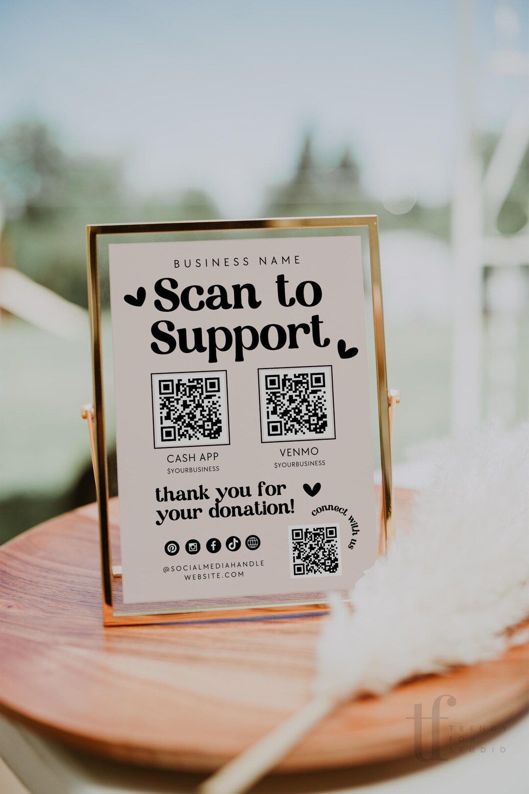 Retro Scan to Support Sign Template, QR Code Sign, Printable Donation ...