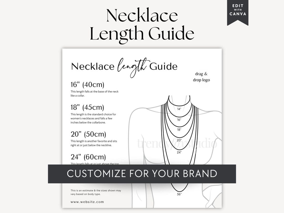 Editable Necklace Size Chart Canva Template, Necklace Sizing Guide ...