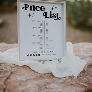 Retro Price List Canva Template, Printable Payment Sign, Editable ...