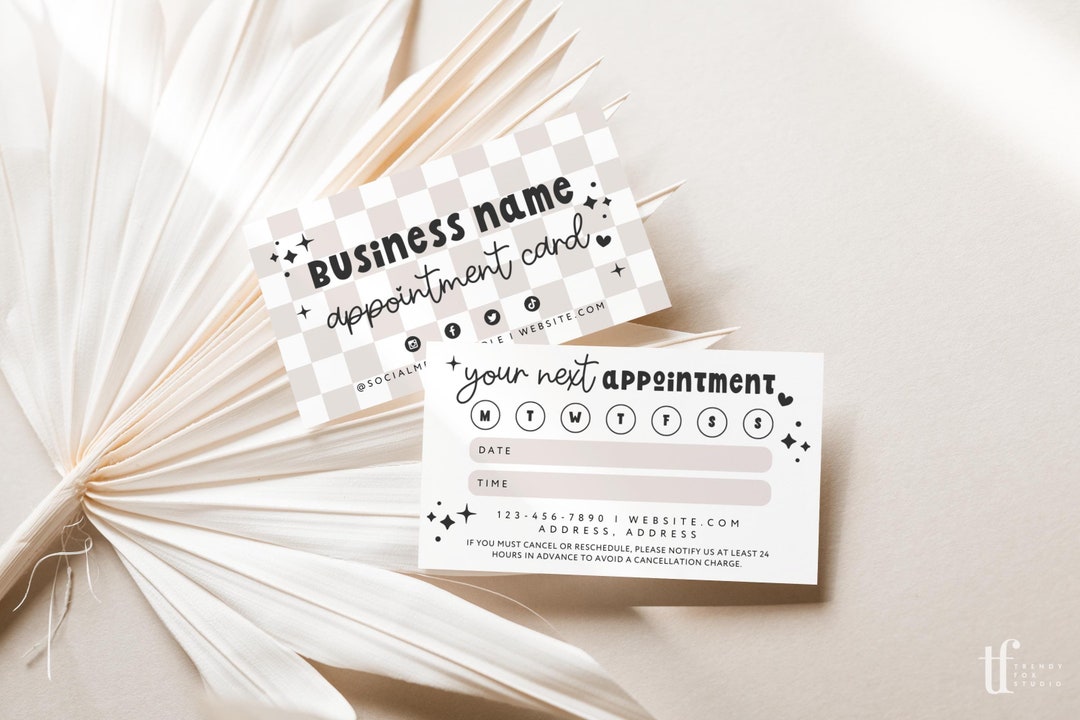 Retro Appointment Reminder Card Canva Template, Cute Editable Business ...