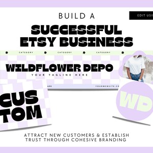 Pastel Etsy Shop Template Canva Y2k Etsy Banner Checkered - Etsy