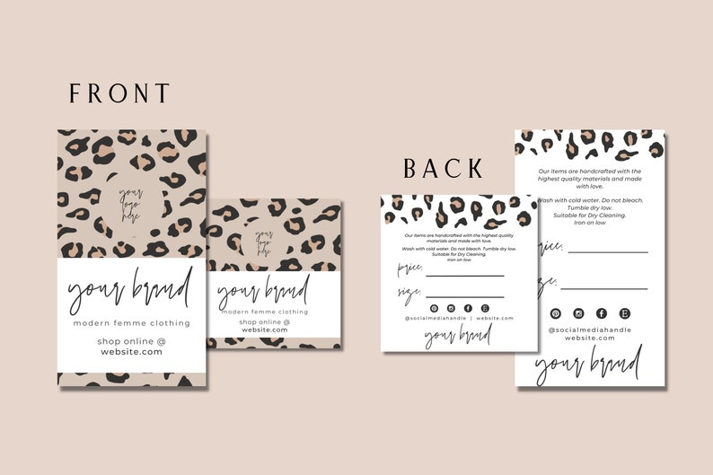 Editable Hanging Tags Template Leopard Print Garment Label | Etsy