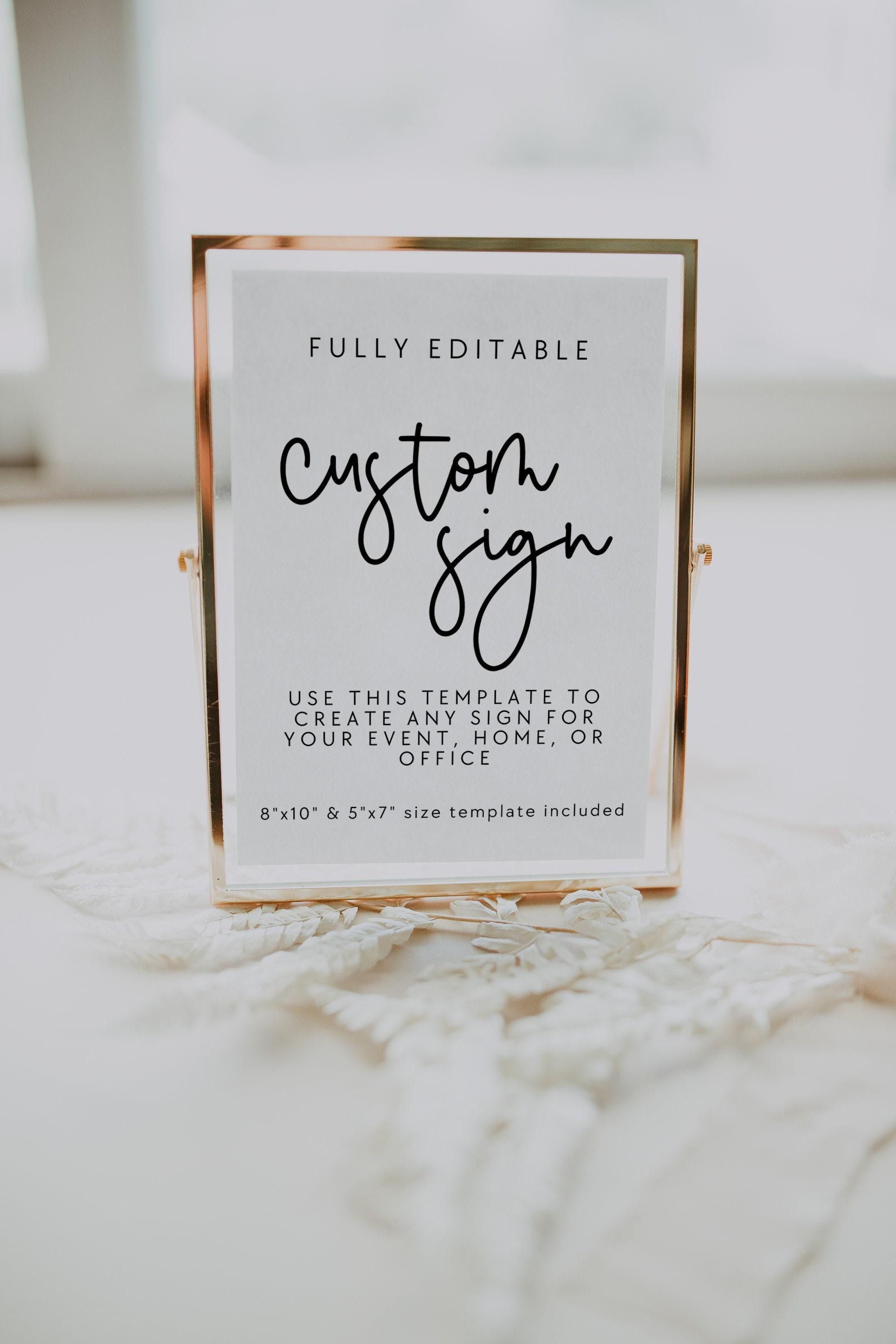 Customizable Sign Template, Printable Sign 8x10, DIY Editable Sign ...
