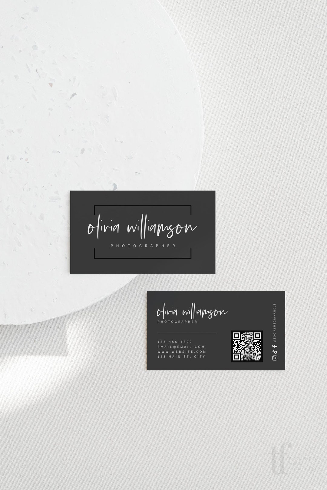 Modern Black Business Card Canva Template, INSTANT DOWNLOAD, Printable ...