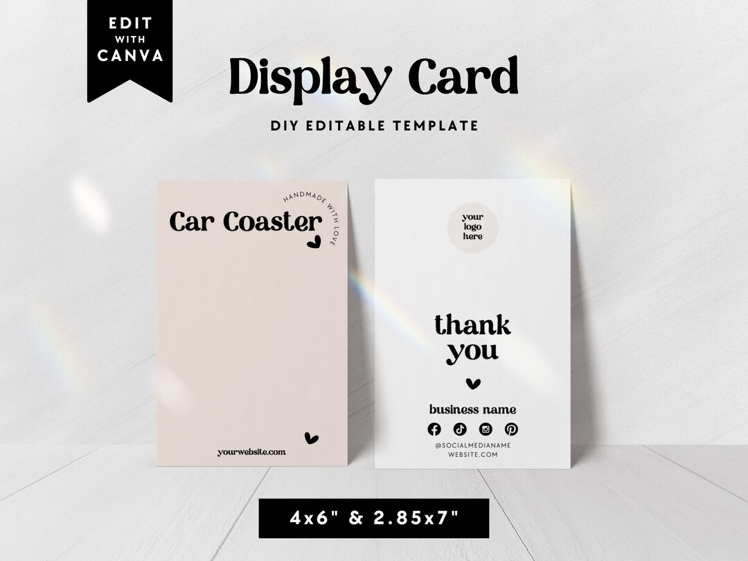 Editable Retro Car Coaster Backing Card Canva Template, Car Coaster ...