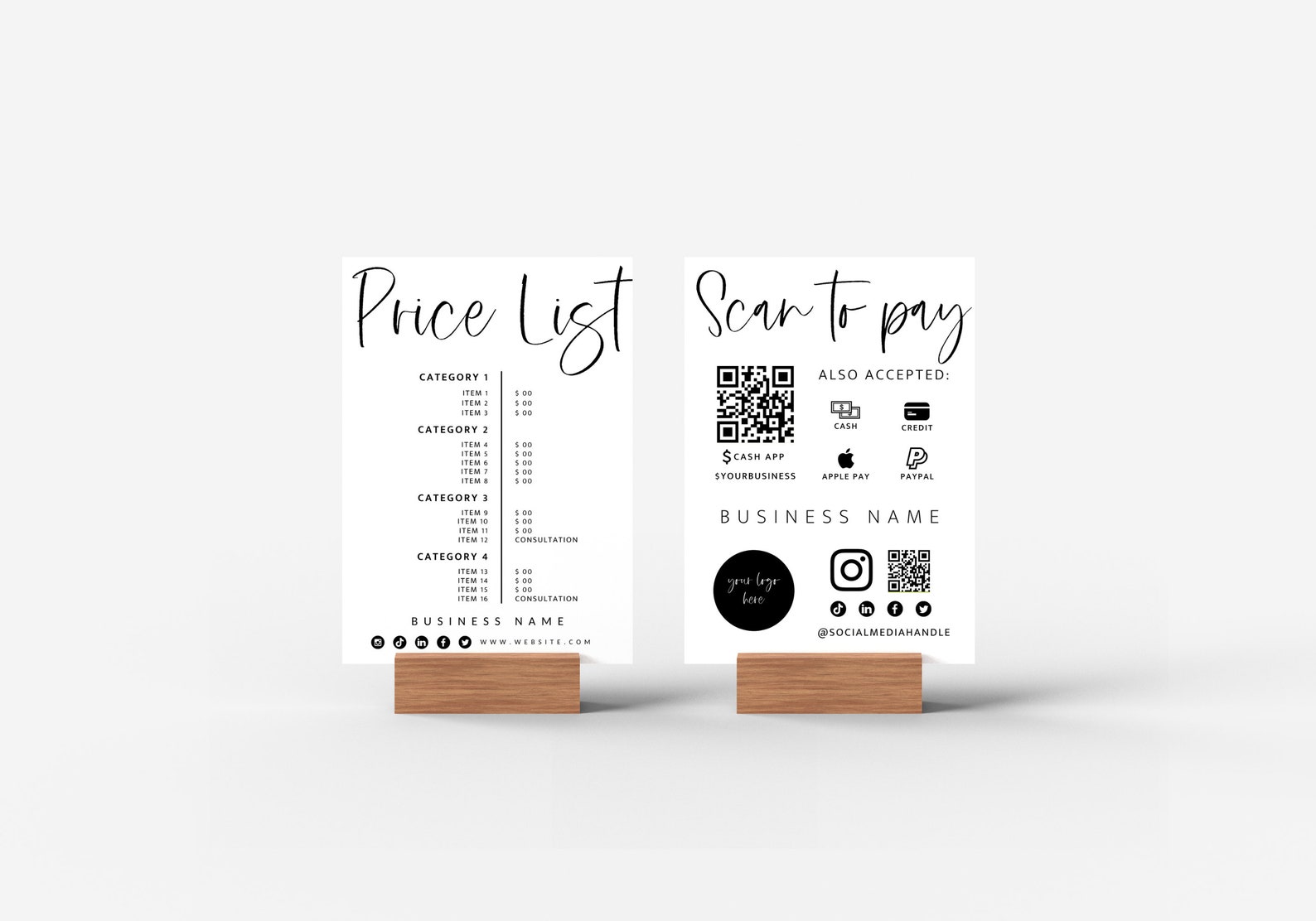 Printable Price List & Payment Sign QR Code Sign Template - Etsy