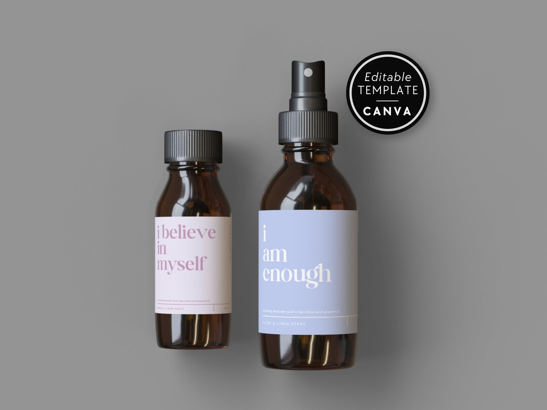 Positive Affirmation Room Spray Label Template Canva, Editable Product ...