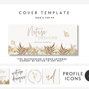 Boho Wildflower Facebook Cover Canva Template, Rustic Facebook Banner ...