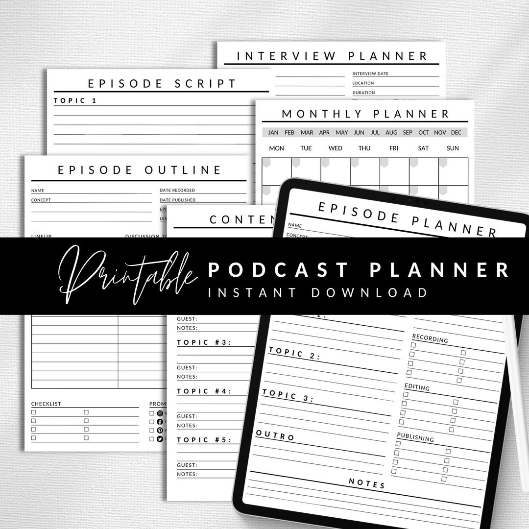 Podcast Planner Printable, Podcast Content Planning, Podcast Content ...