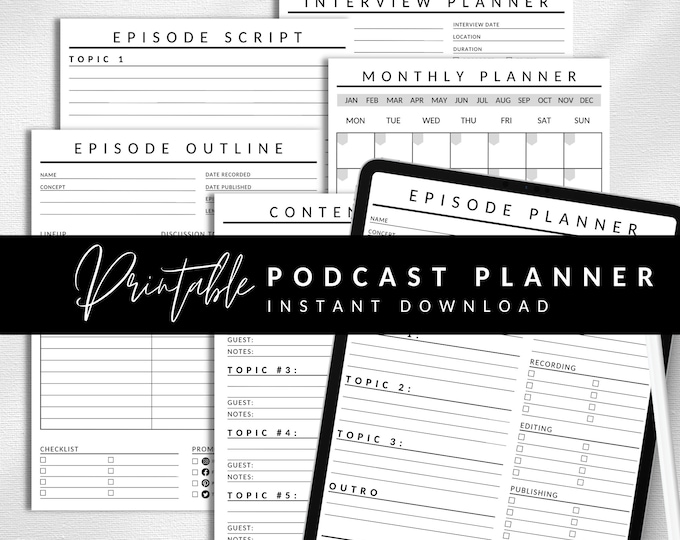 Editable Podcast Planner Template BUNDLE Pack Podcast Content Planning ...