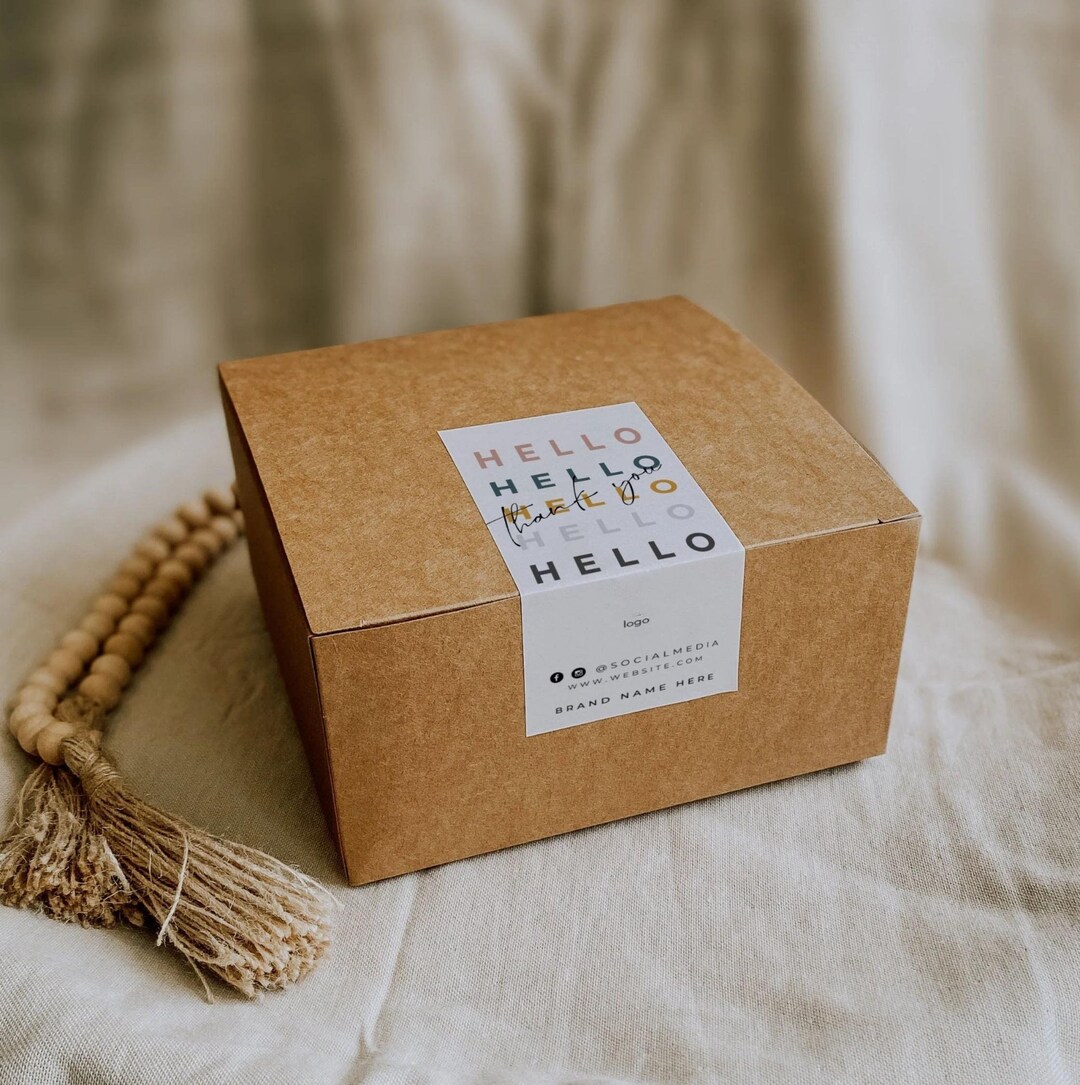 Boho Box Label Template, Editable Packaging Labels, Order Packaging ...