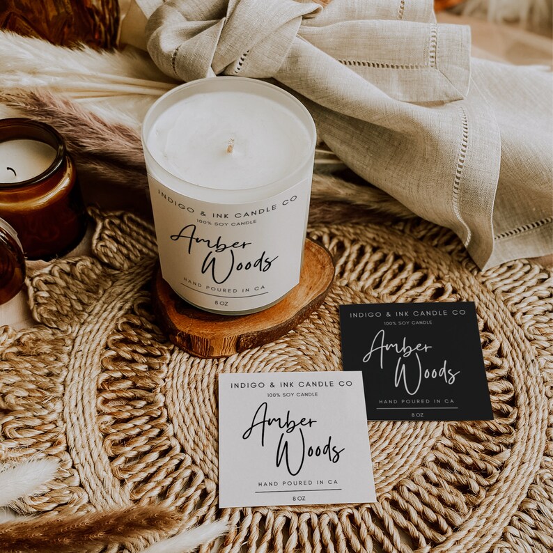 Candle Label & Care Card Template / Editable Candle Labels / Minimalist ...