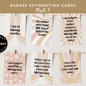 Printable Badass Affirmation Cards Sweary Affirmation Deck Motivational ...