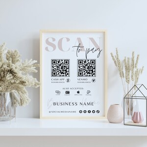 QR Code Sign Template, Printable Payment Sign, Scan to Pay Sign ...