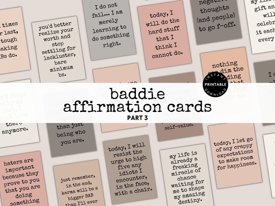 Printable Baddie Affirmation Cards, Motivational Affirmation Deck ...
