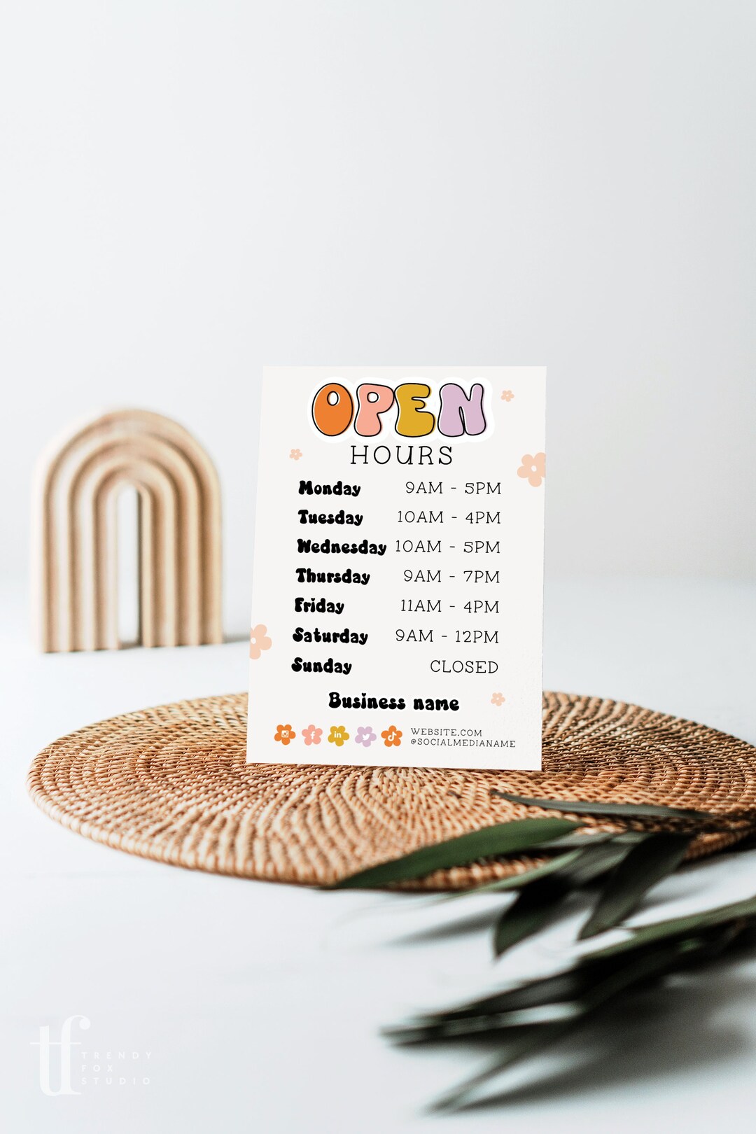 Open Hours Sign Canva Template, Editable Business Hours Sign, Salon ...