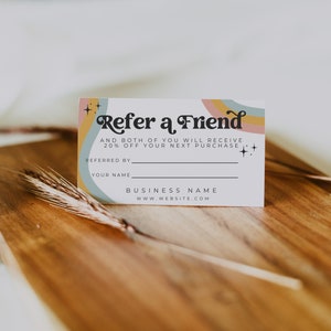 Refer A Friend Business Card Template Printable Referral - Etsy
