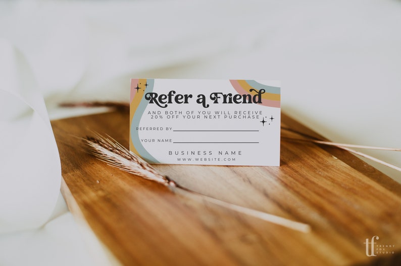 Refer A Friend Business Card Template Printable Referral - Etsy