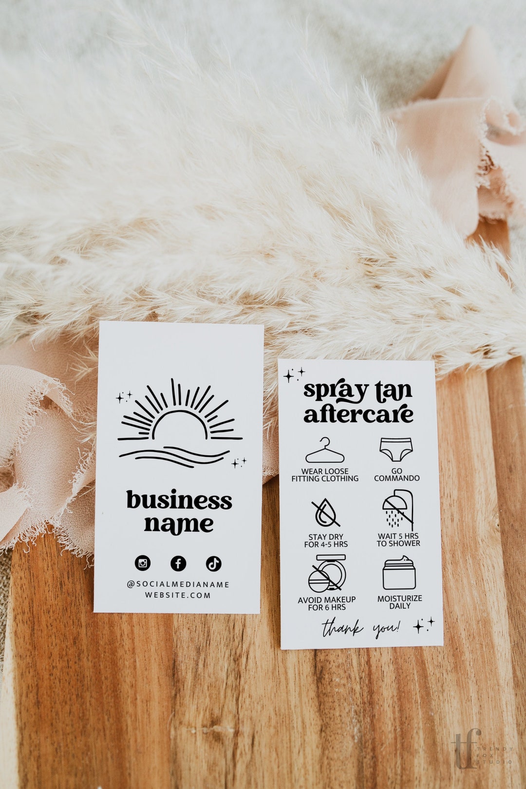 Retro Spray Tan Aftercare Card Canva Template, Tanning Salon Business ...